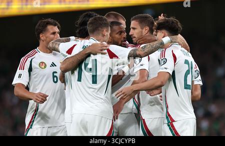 Hungary's Barnabas Varga, right, celebrates after scoring his side's ...