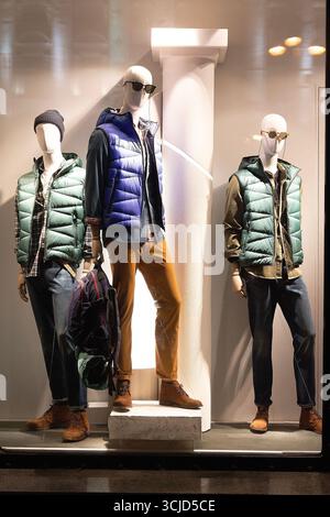Luxury men's jacket on mannequin in studio. men's stylish checkered ...