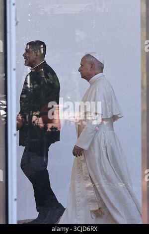 Pope Leo XIV during the papal mass at Stade Louis-II in Monte-Carlo ...