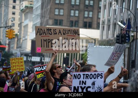 Anti-Trump protest across from Trump Tower on Fifth Avenue during the ...