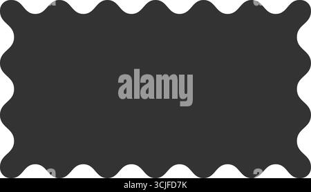 Border frame scallop edge rectangle vector shape. Wave scallop squiggle ...