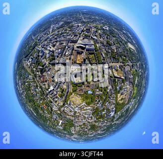 Aerial winter city view, Little planet sphere mode. Yekaterinburg city ...