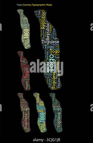 Conceptual illustration of a trip to Togo with travel gear. World map ...