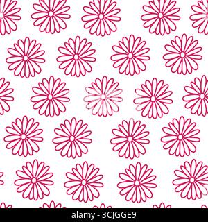 Pink Aster, Daisy Seamless on Green Background. Vector Illustration ...