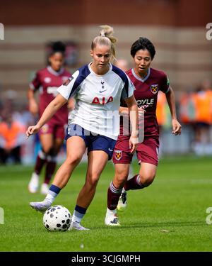 Olivia Holdt, of Tottenham Hotspurs Women, warming up during the match ...