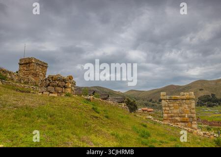 Chullpas of Molloco, funerary towers in Peru Stock Photo - Alamy