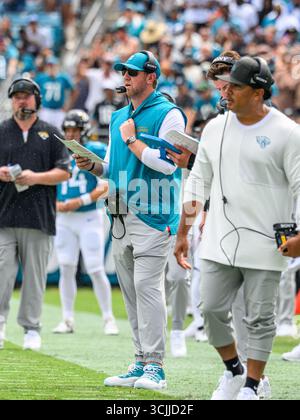 Jacksonville Jaguars head coach Liam Coen watches play during an NFL ...
