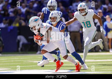 Indianapolis Colts safety Cam Bynum (0) celebrates on the field with ...