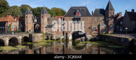 Wide angle panorama of the double gated medieval city entrance ...
