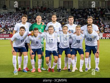 The Qatar national football team pose for a group photo during the ...