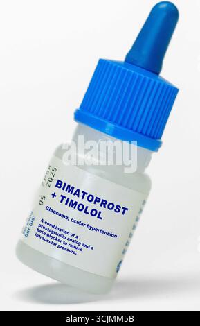Timolol Glaucoma, ocular hypertension medical drops in a plastic bottle ...