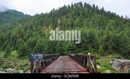 Connecting iron Bridge on the Baspa River Near Chitkul, Kinnaur ...