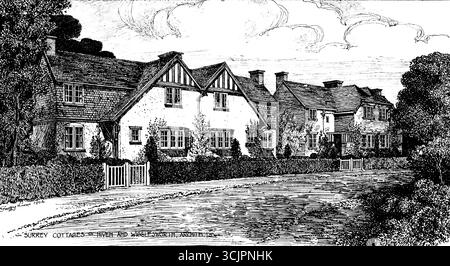Arts and Crafts architecture, cottages at Byfleet, Surrey, designed by ...