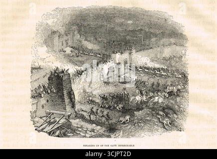 The breaking up of Ear-gate. 1863 illustration from the Holy war by ...