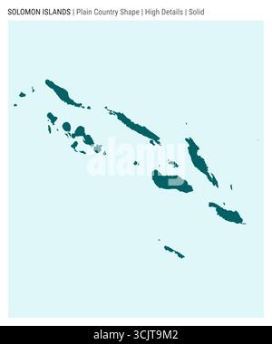 Solomon Islands plain country map. Low Details. Outline style. Shape of ...