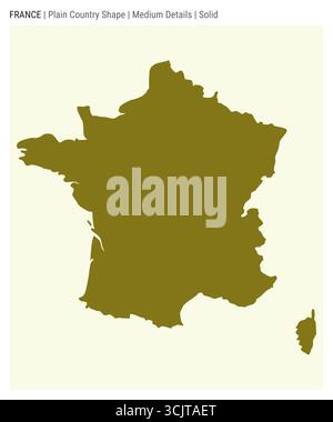 France plain country map. Medium details. Outline style. Shape of ...
