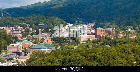Aerial view of Boone, old historical town in North Carolina Blue Ridge ...
