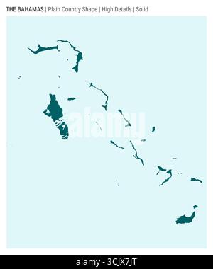 Bahamas plain country map. High Details. Solid Regions style. Shape of ...