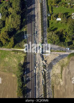 Aerial view, Voerde main station, expansion of the Betuweroute and ...