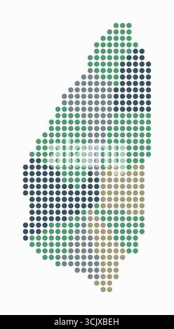 Saint Lucia dotted map. Digital style map of the country on dark ...