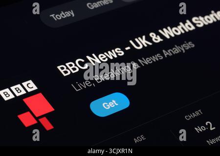 BBC News app logo icon on iPad apps logos icons Stock Photo - Alamy