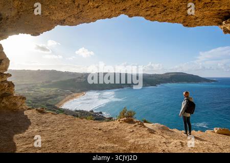 Scenic View from Tal-Mixta Cave Overlooking Ramla Bay, Gozo, Malta ...