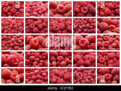 Many fresh red raspberries making beautiful background Stock Photo - Alamy