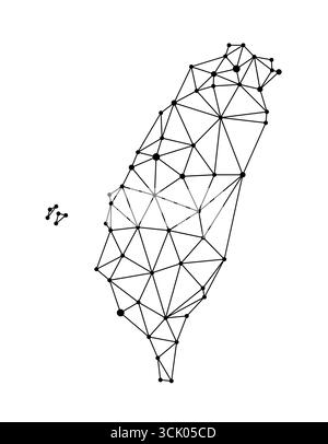 Taiwan map. Abstract polygon map - connection dots mesh lines of Taiwan ...