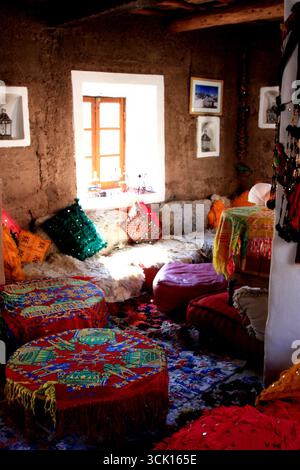 Traditional Berber Interior in a Mountain Hut, Imlil, Morocco Stock ...