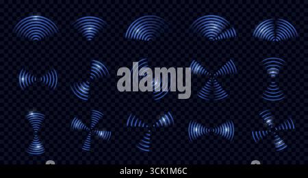 Wireless signal waves. Futuristic sound wave, digital beam and radial ...