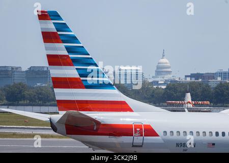 2025, 1st of July American Airlines plain is taking off with US Capitol ...