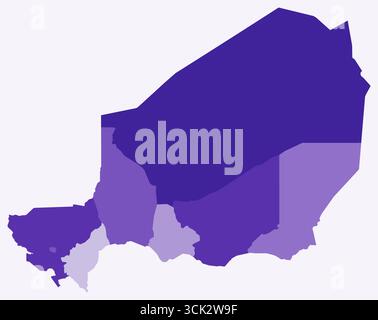 Map of Niger with regions. Just a simple country border map with region ...