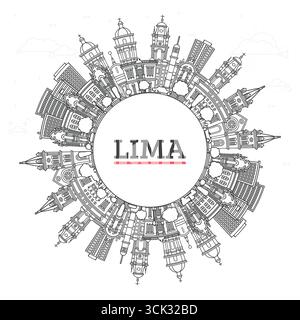 Lima Peru city skyline silhouette. Vector illustration Stock Vector ...