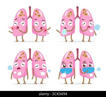 Pulmonary tuberculosis . TB lung cartoon character . Mycobacterium ...