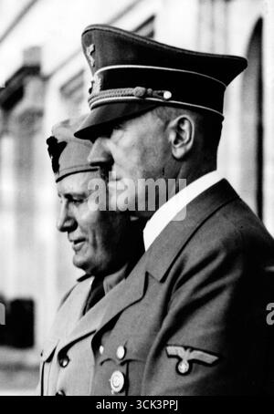 Italian and German dictators Mussolini and Hitler, 1930s Stock Photo ...