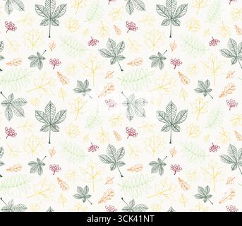 Hand drawn seamless pattern with fall autumn mushrooms fungi, wild ...