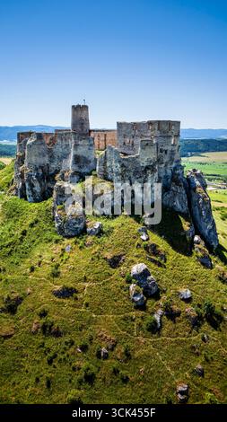 Aerial view of Spissky hrad or Spis Castle, a UNESCO World Heritage ...