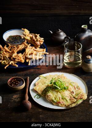 Fried omelette with vegetables and spring onions Stock Photo - Alamy