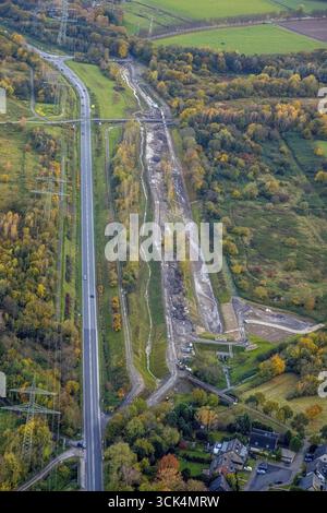 Aerial view, Hattinger Straße federal highway B227, Leither Bach ...