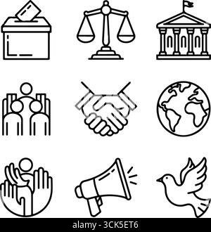 Global democracy icon outline vector. Digital poll. Vote online Stock ...