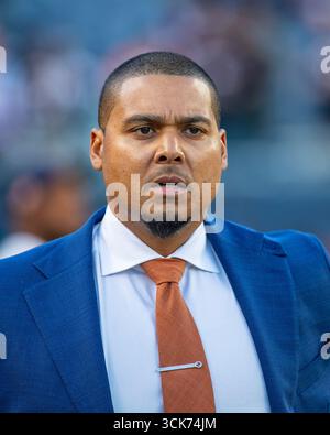 Chicago Bears General Manager Ryan Poles talks to media during an NFL ...