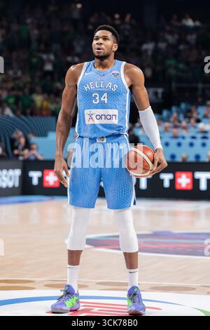 Giannis Antetokounmpo of Greece seen in action during the semifinal of ...