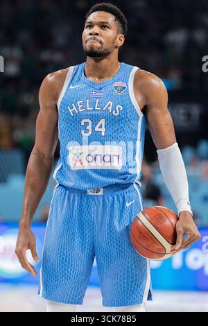Giannis Antetokounmpo of Greece seen in action during the third place ...