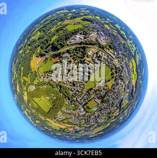 Aerial view, roundabout Hauptstrasse at Glueckauf-Allee Trasse with new ...