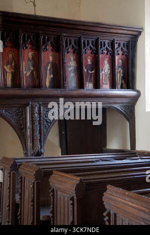 Medieval church paintings on a Rood Screen now incorporated into a ...