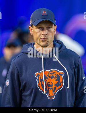 Chicago Bears head coach Ben Johnson coaches against the Las Vegas ...