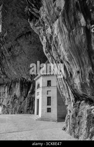 The Valadier Temple was built in 1828 next to an enormous cave at the ...