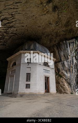 The Valadier Temple was built in 1828 next to an enormous cave at the ...