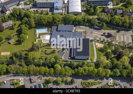 Aerial view, Sauerlandtherme Aqua Olsberg swimming pool, Olsberg ...