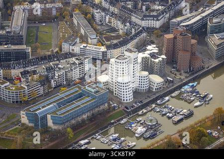 Aerial view, commercial buildings, WDR Funkhaus Düsseldorf, Neuer ...